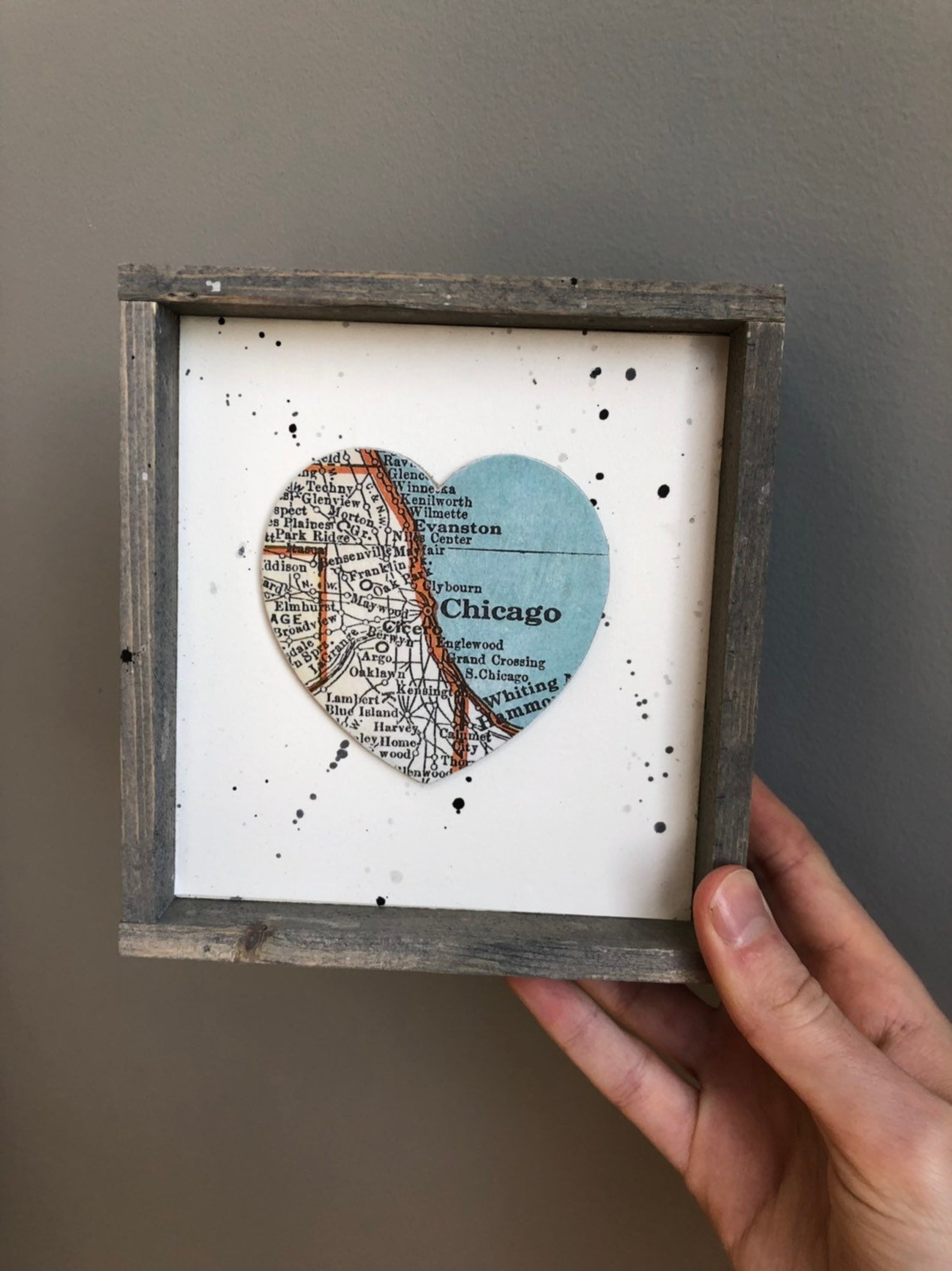 Chicago Heart Sign Heart Map Sign Chicago IL Sign Chicago - Etsy