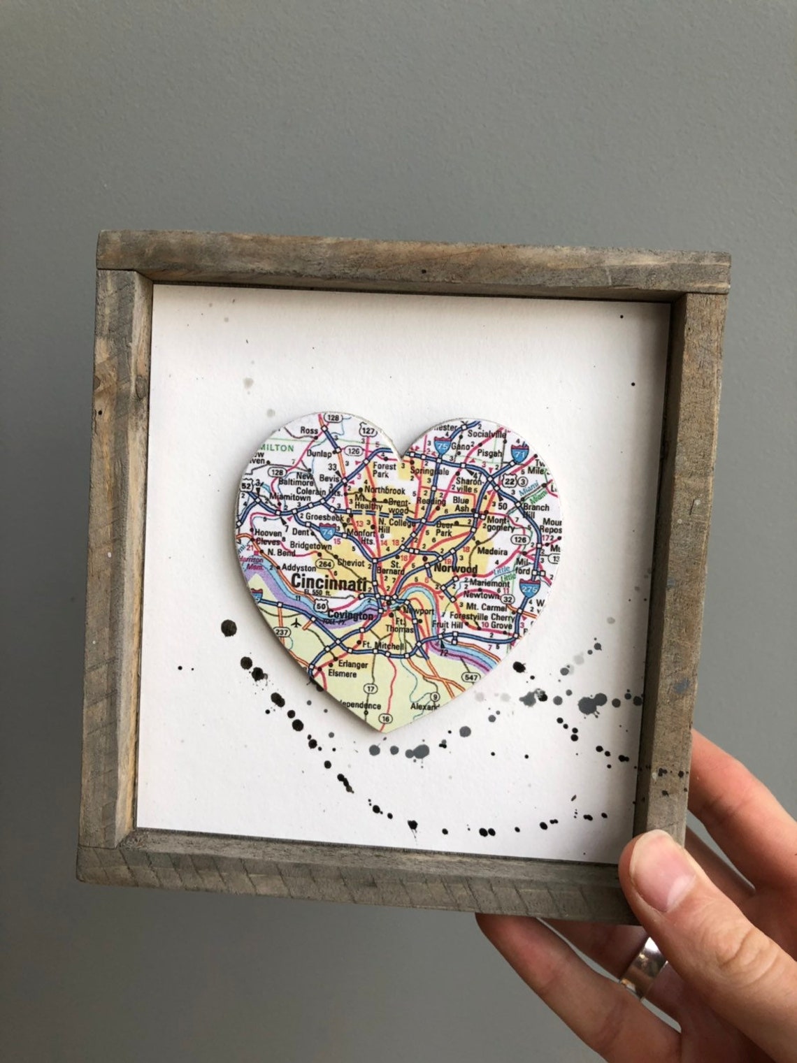 Cincinnati Heart Sign, Heart Map Sign, Cincinnati OH Sign, Cincinnati ...
