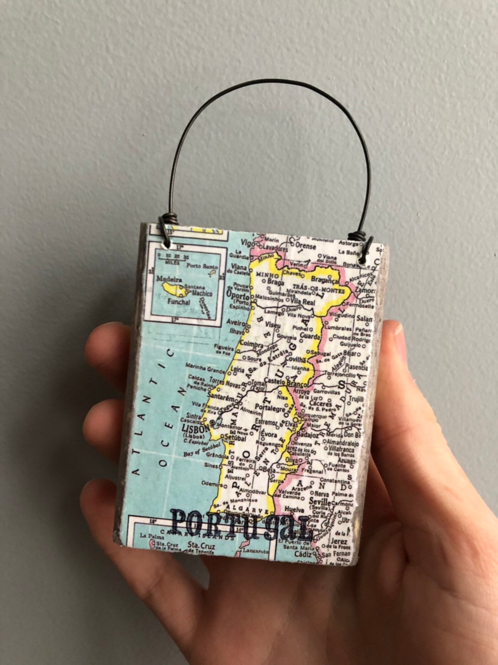Portugal Ornament, Portugal Gift, Map Ornament, Travel Gift, Portugal ...