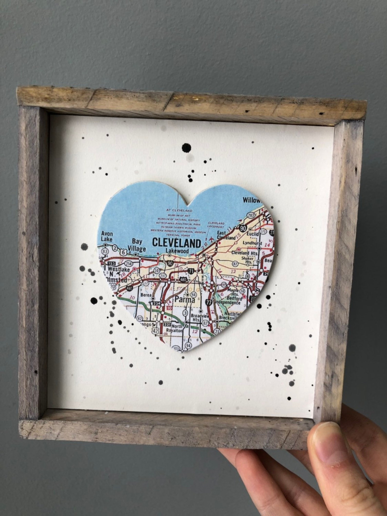 Cleveland Heart Sign, Heart Map Sign, Cleveland Ohio Gift, Cleveland OH ...