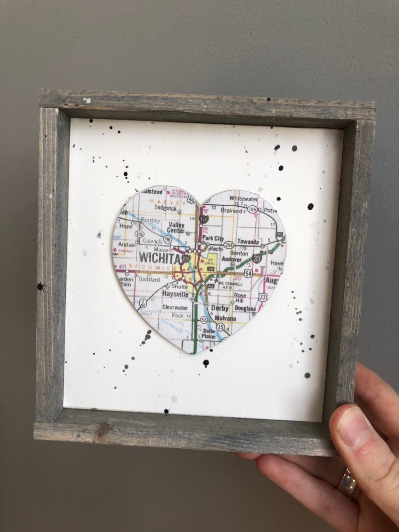 Wichita Heart Sign Heart Map Sign Wichita KS Sign Wichita - Etsy