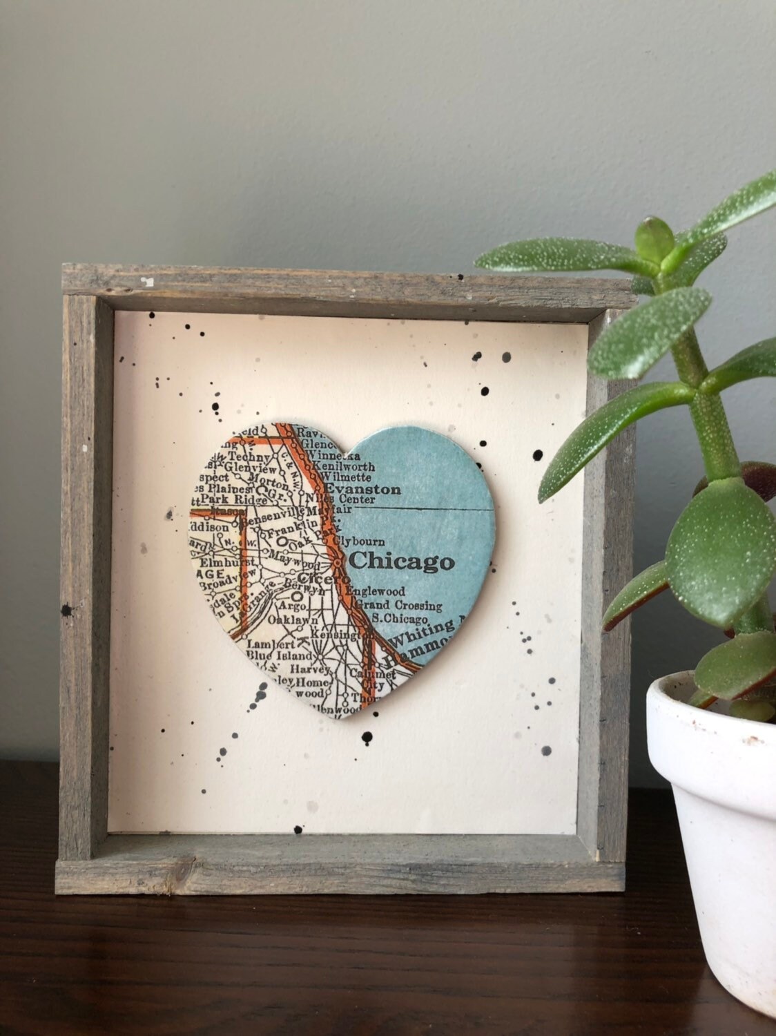 Chicago Heart Sign Heart Map Sign Chicago IL Sign Chicago | Etsy