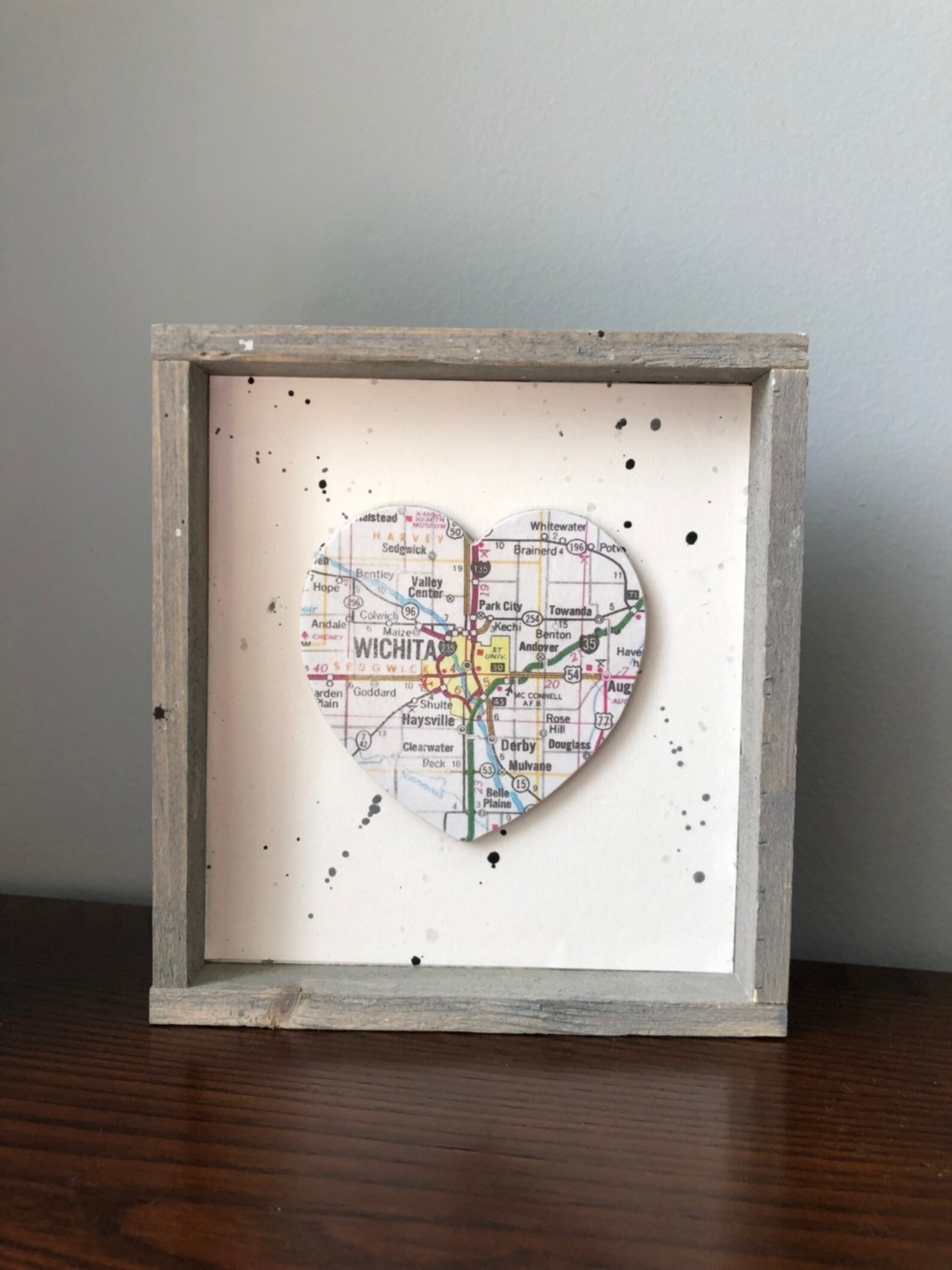 Wichita Heart Sign Heart Map Sign Wichita KS Sign Wichita - Etsy