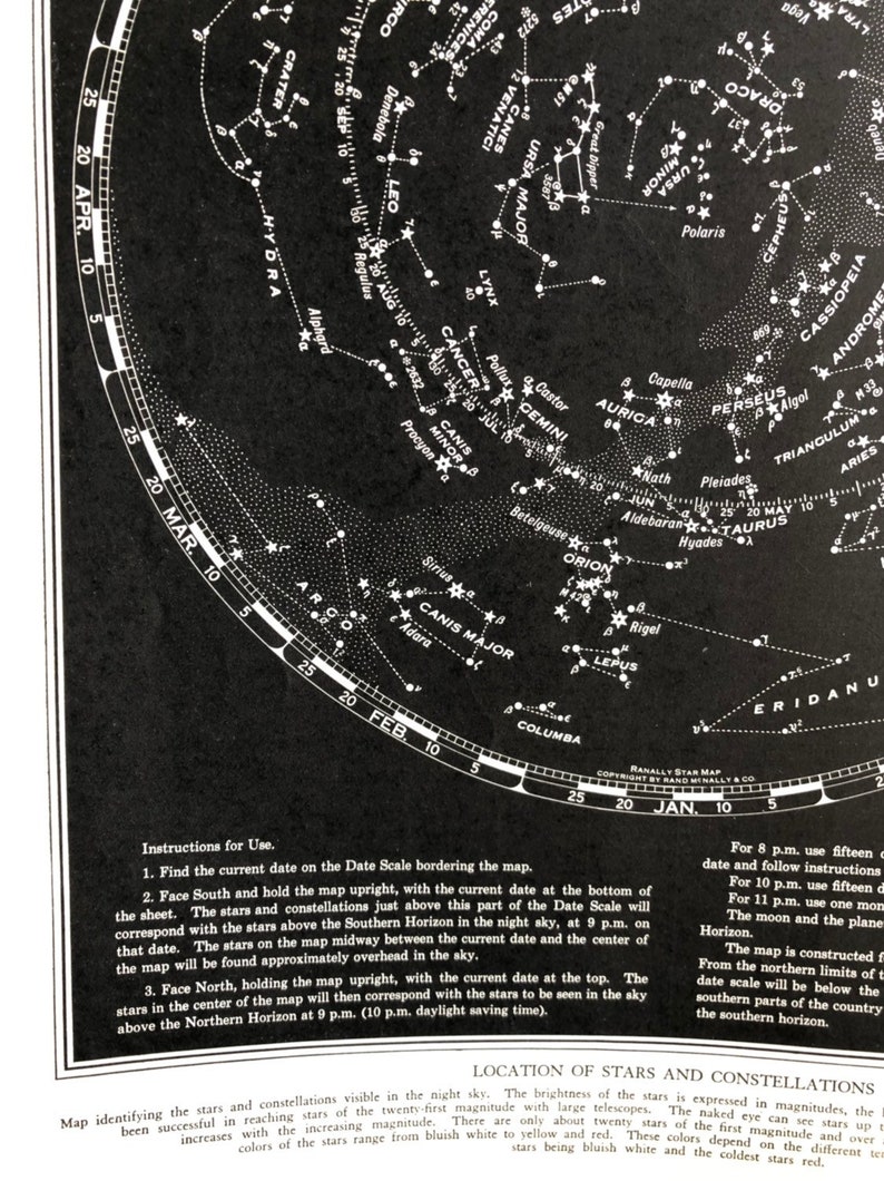 Vintage Constellation and Stars Map Constellation Map Wall - Etsy