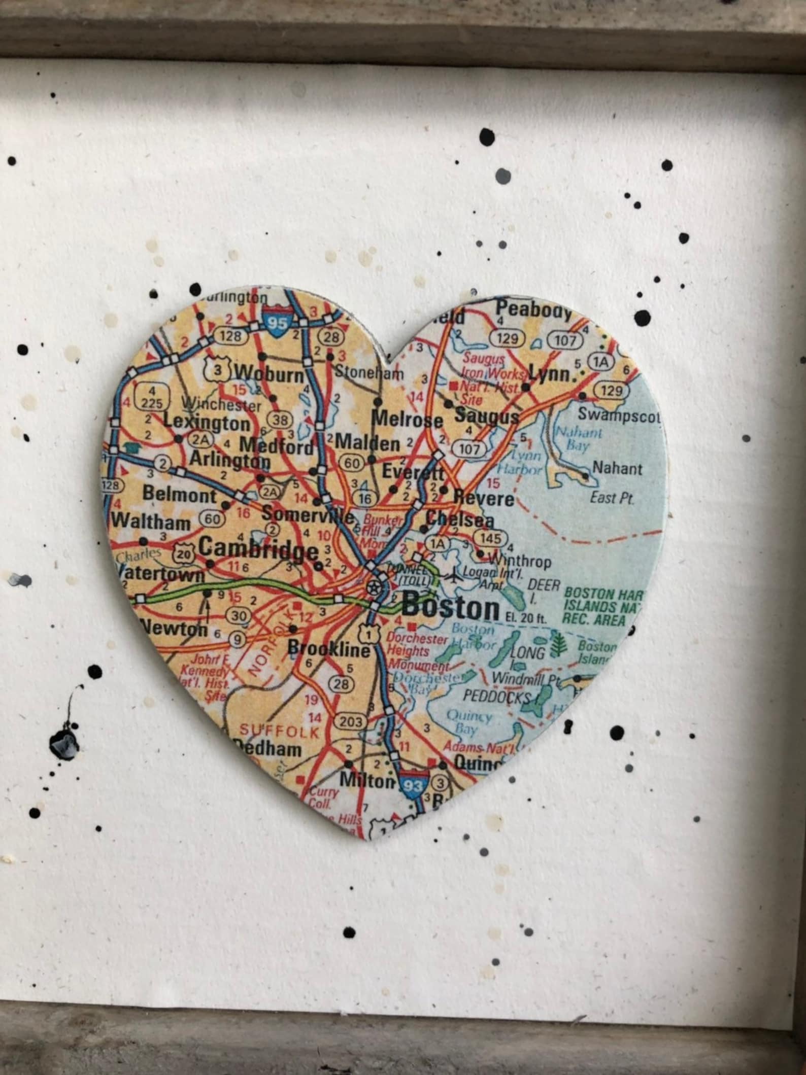 Boston Heart Sign Heart Map Sign Boston MA Sign Boston MA - Etsy
