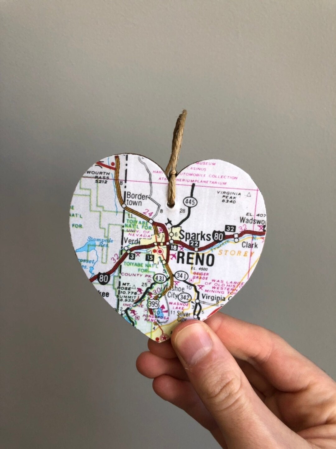 Reno Map Heart Ornament, Reno Nevada Ornament, Reno NV Gift, University ...