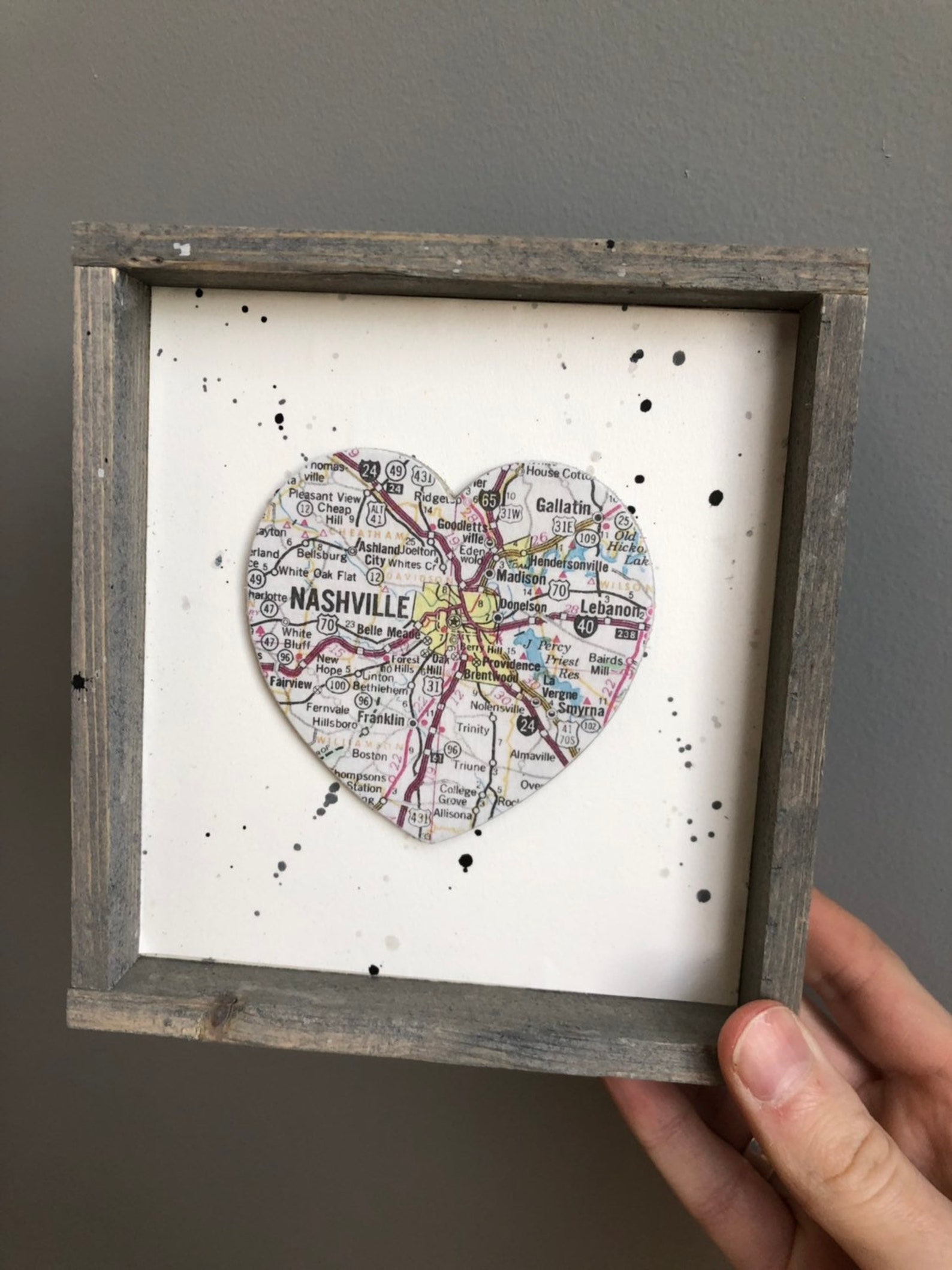 Nashville Heart Sign Heart Map Sign Nashville TN Sign - Etsy