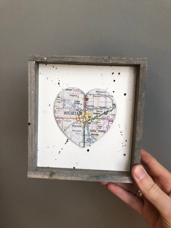 Wichita Heart Sign Heart Map Sign Wichita KS Sign Wichita | Etsy