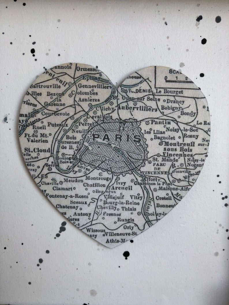 Paris Heart Sign Heart Map Sign Paris France Sign Paris - Etsy
