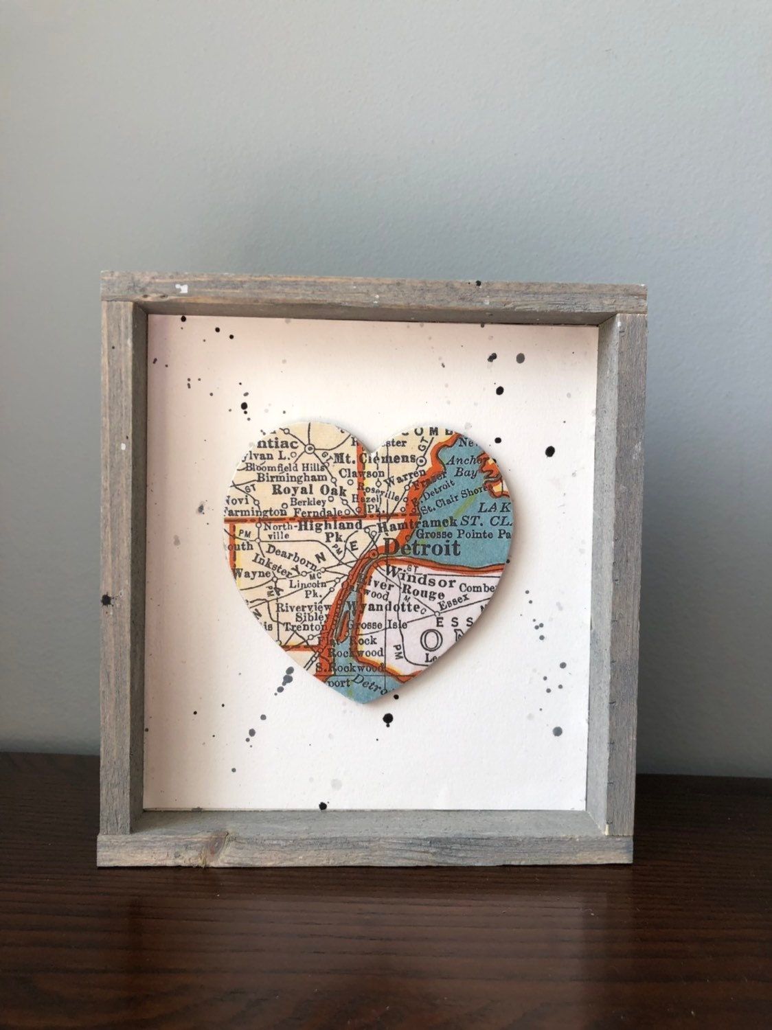 Detroit Heart Sign Heart Map Sign Detroit MI Sign Detroit | Etsy