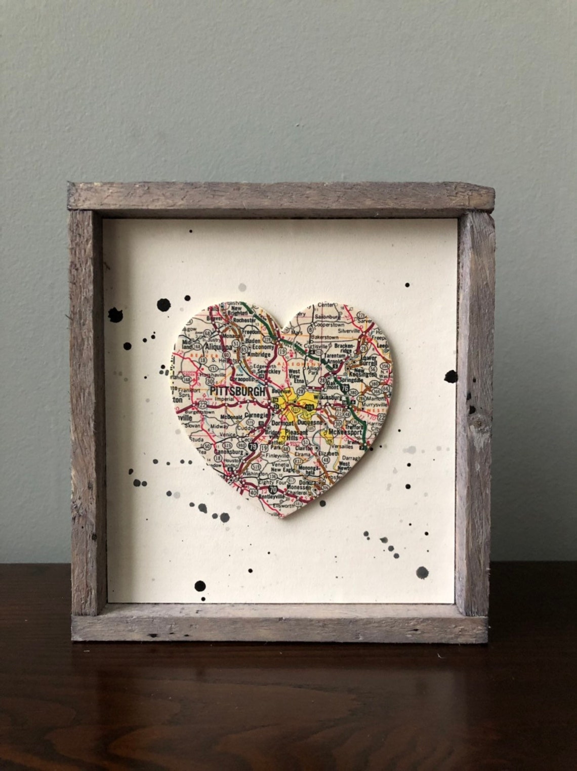 Pittsburgh Heart Sign Heart Map Sign Pittsburgh PA Sign | Etsy