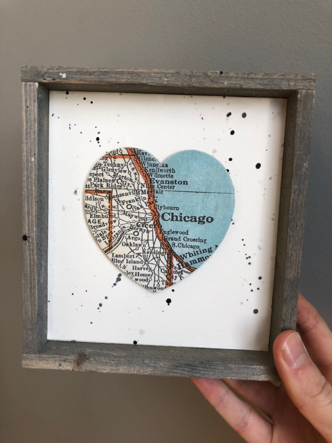 Chicago Heart Sign Heart Map Sign Chicago IL Sign Chicago | Etsy