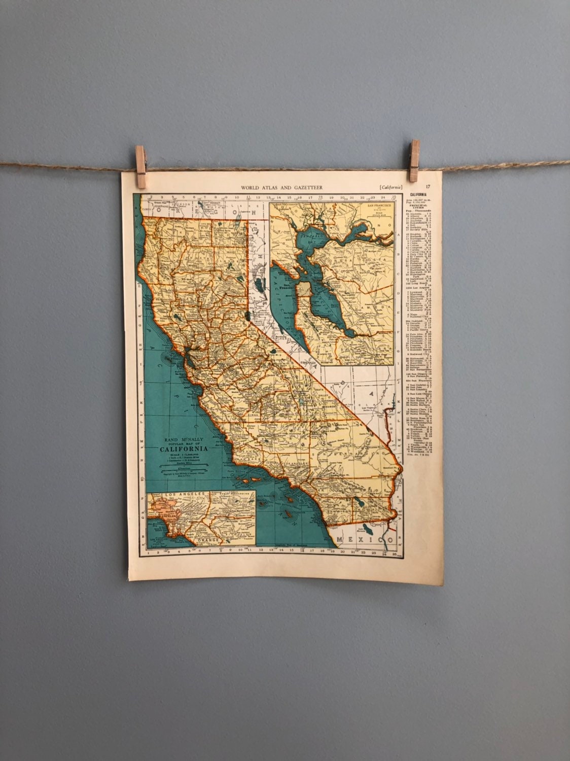 Vintage California and Colorado Map California Map Wall Art | Etsy