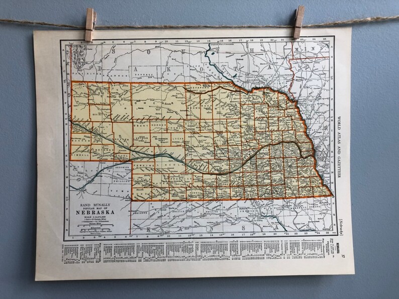 Vintage Nevada and Nebraska Map Nevada Map Wall Art Nebraska - Etsy