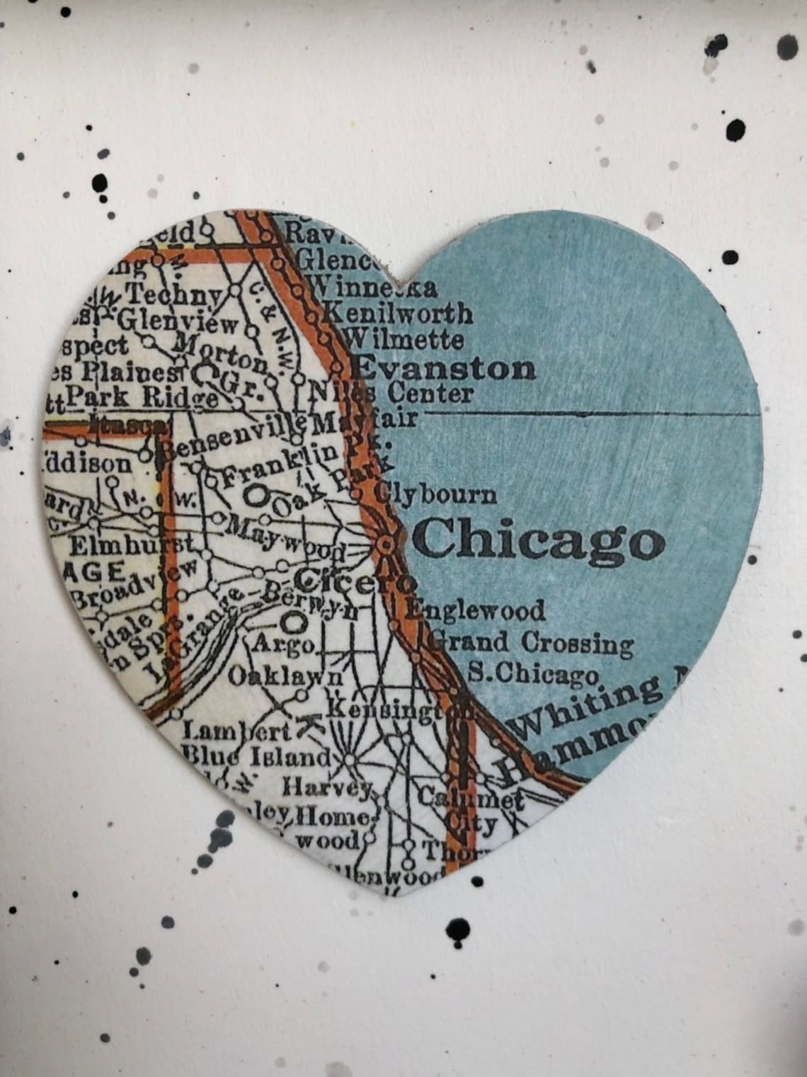 Chicago Heart Sign Heart Map Sign Chicago IL Sign Chicago | Etsy