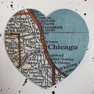 Chicago Heart Sign, Heart Map Sign, Chicago IL Sign, Chicago Illinois ...