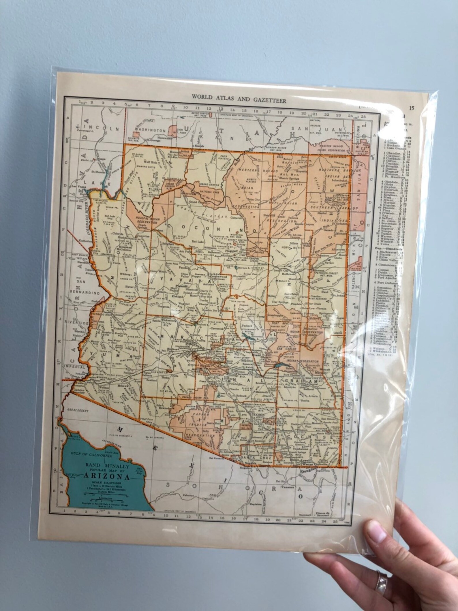 Vintage Arizona and Arkansas Map Arizona Map Wall Art | Etsy