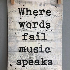 Where Words Fail Music Speaks Art Print, Music Speaks Print, Music Gift ...