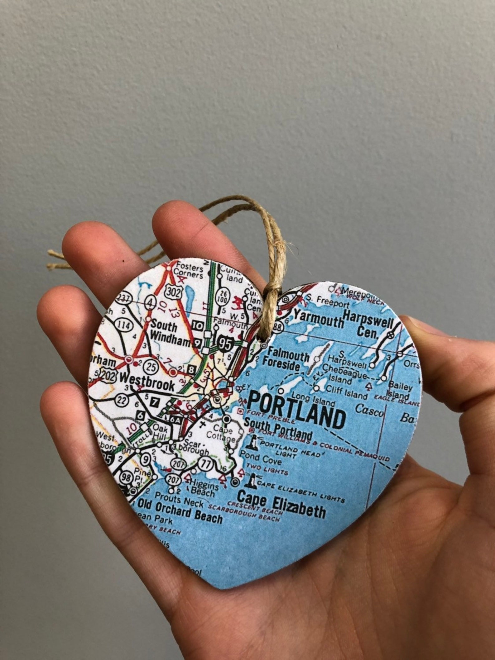 Portland Maine Map Heart Ornament, Portland Maine Ornament, Portland ME ...