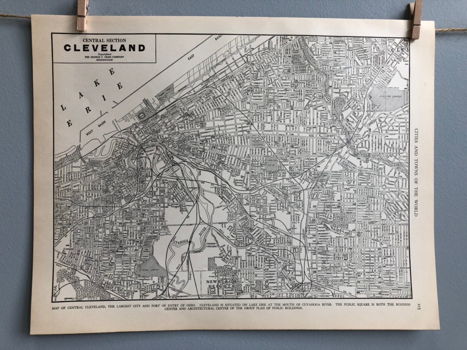 Vintage Cleveland Map Cleveland OH Map Wall Art Cleveland - Etsy