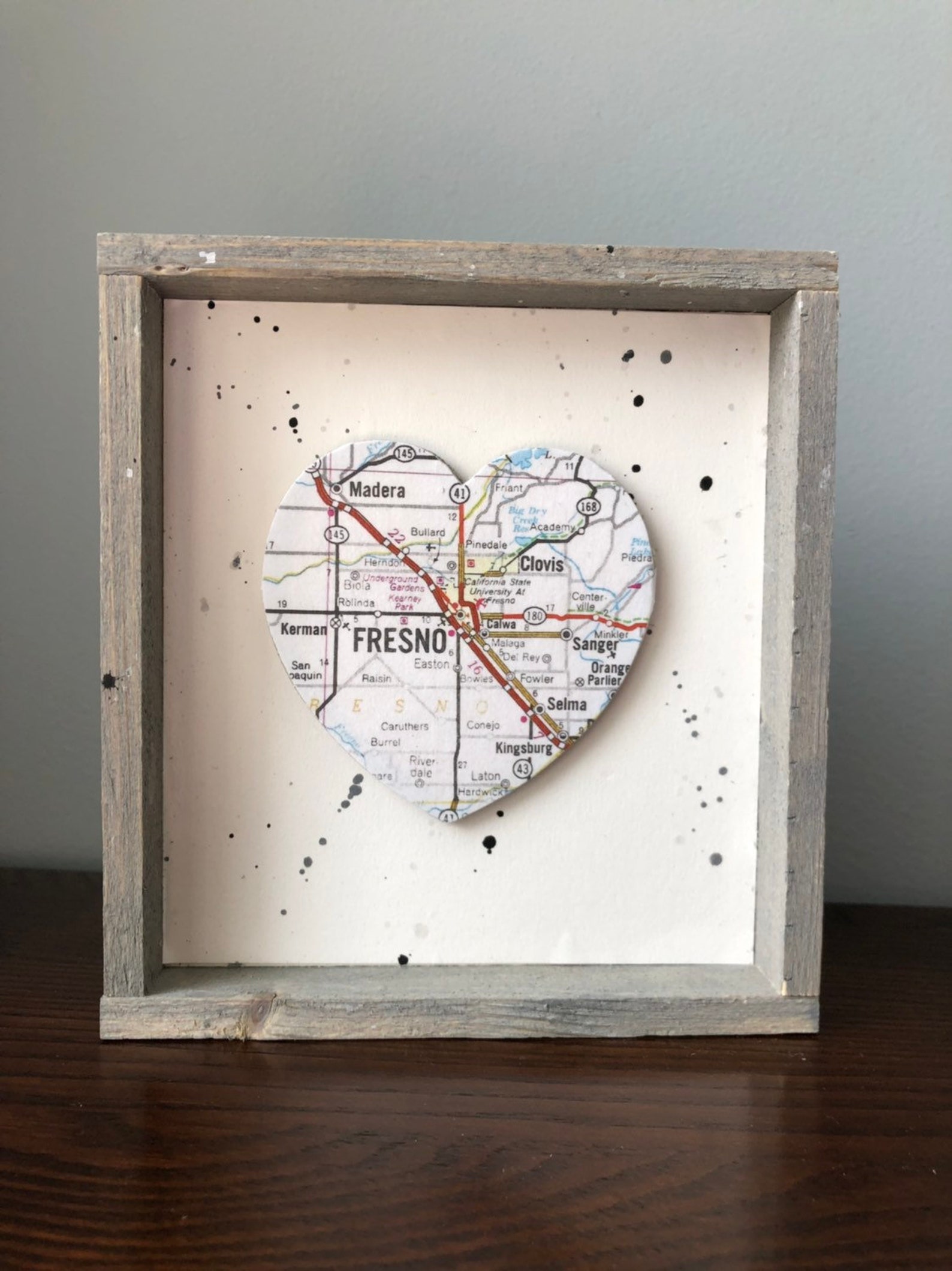 Fresno Heart Sign, Heart Map Sign, Fresno CA Sign, Fresno CA Gift ...