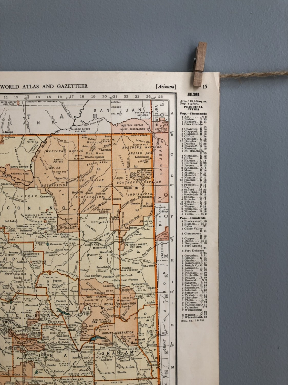 Vintage Arizona and Arkansas Map Arizona Map Wall Art | Etsy