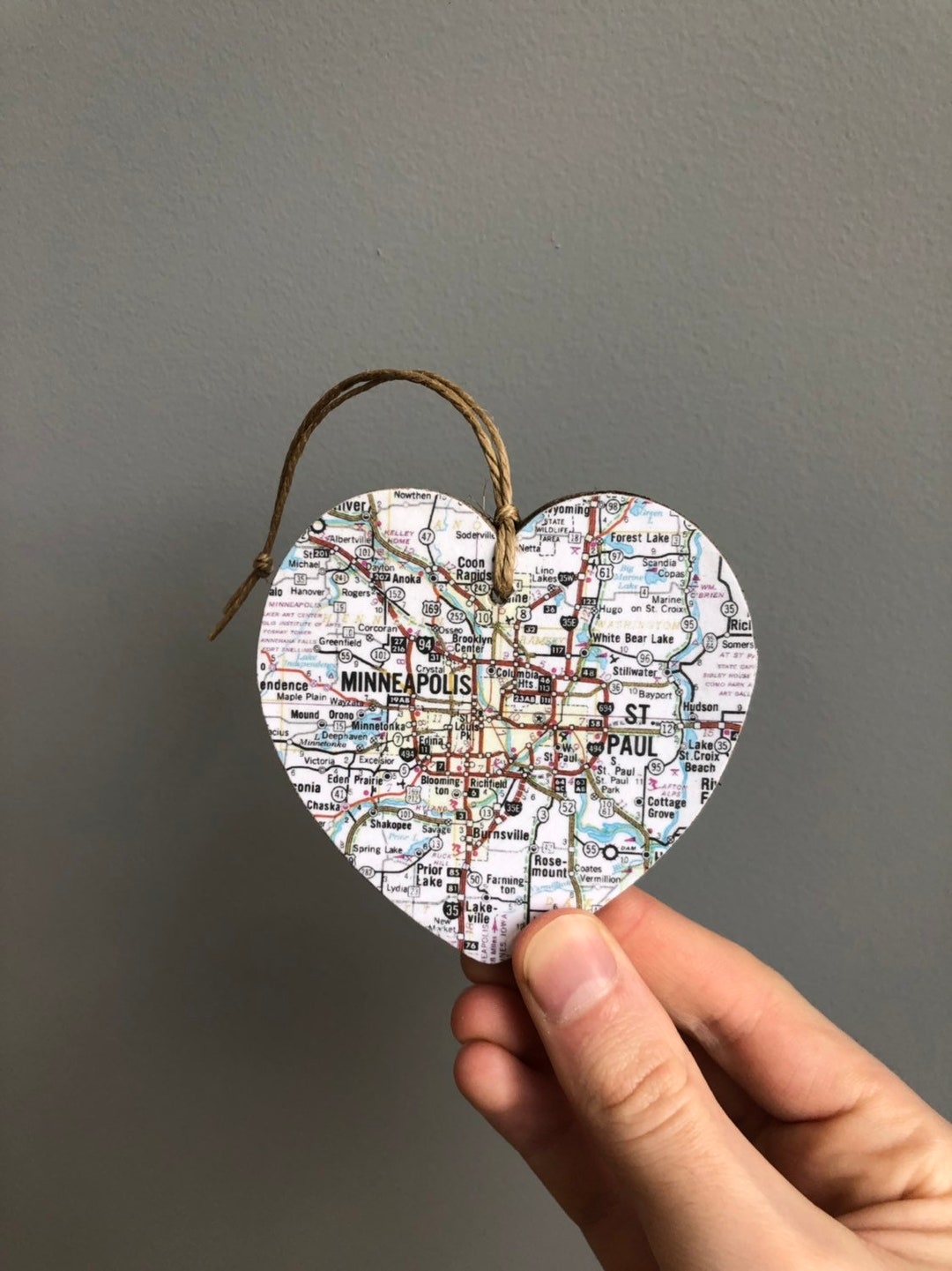 Minneapolis Map Heart Ornament, Minneapolis St. Paul MN Map, Minnesota ...