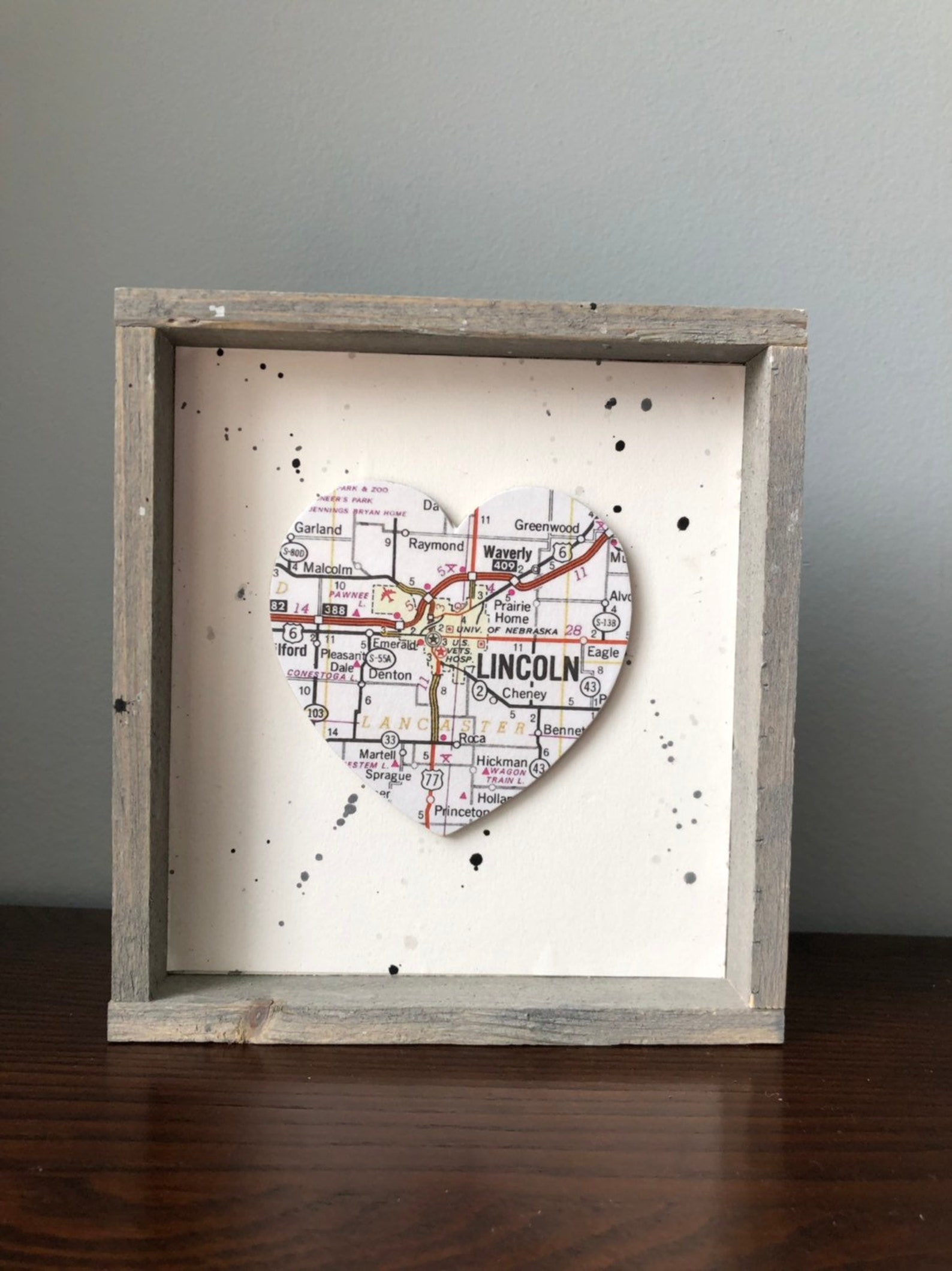 Lincoln Heart Sign Heart Map Sign Lincoln NE Sign Lincoln - Etsy