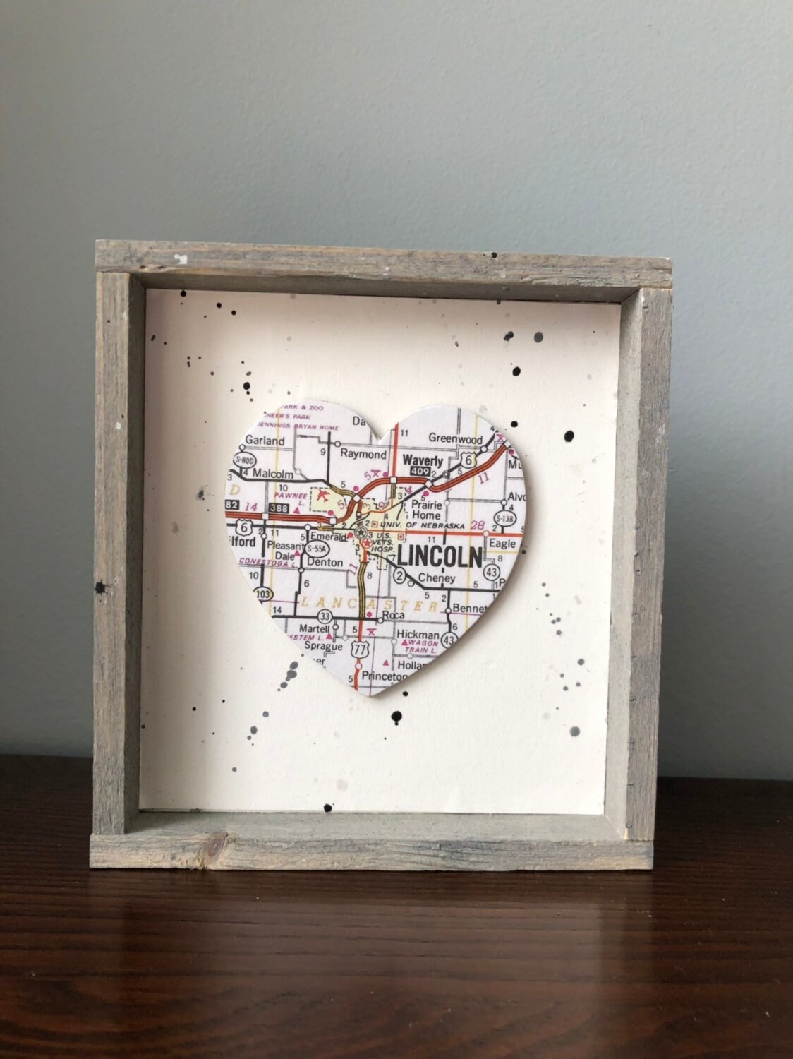 Lincoln Heart Sign Heart Map Sign Lincoln NE Sign Lincoln - Etsy