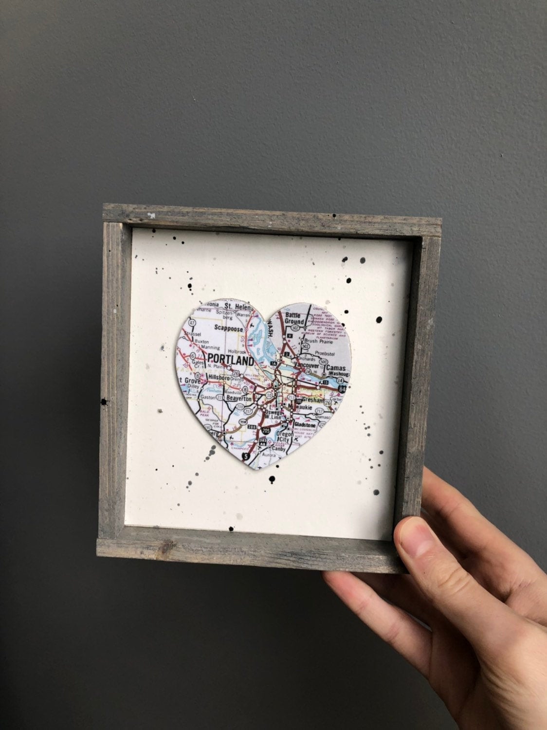 Portland Oregon Heart Sign Heart Map Sign Portland OR Sign | Etsy