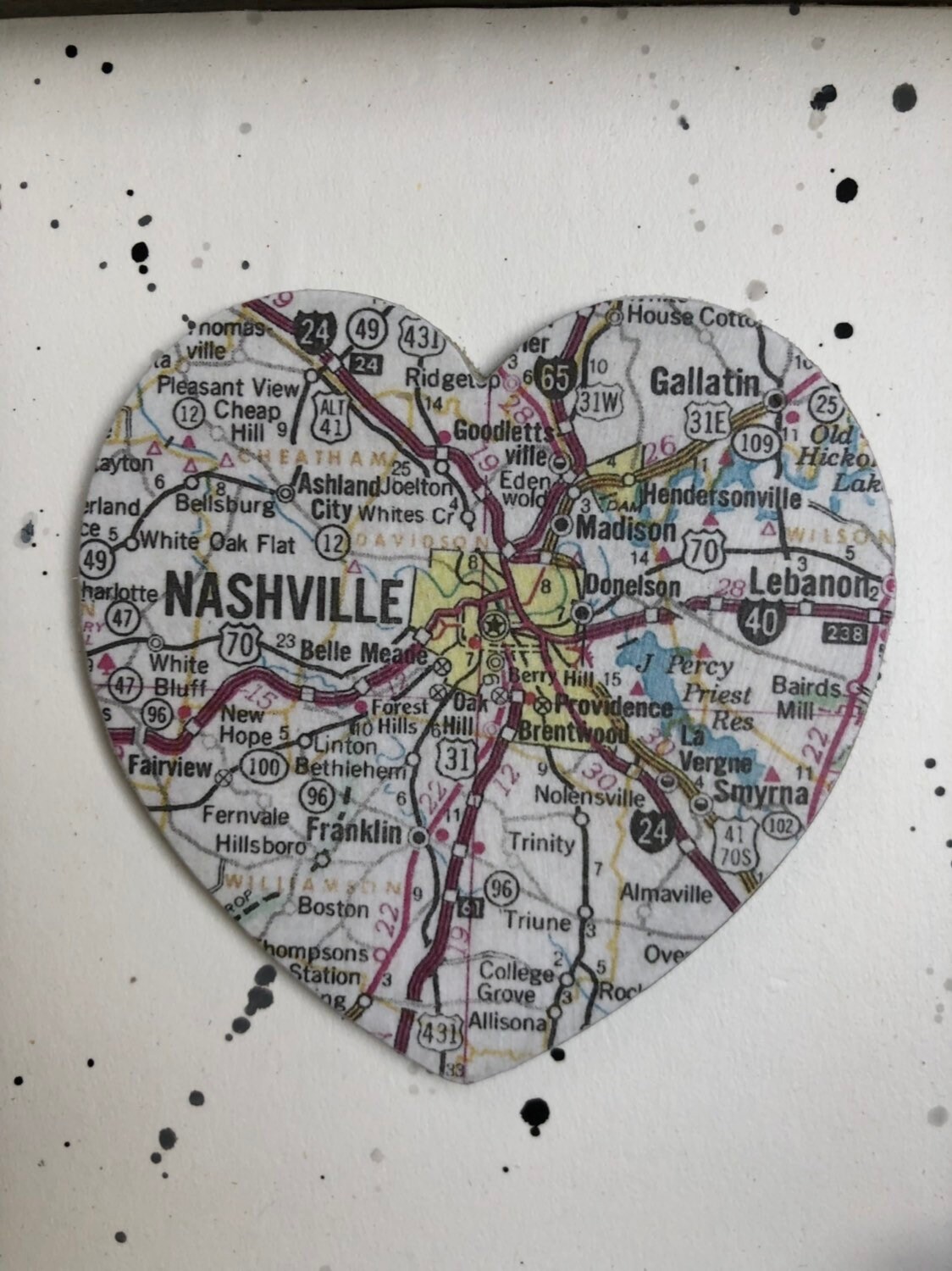 Nashville Heart Sign Heart Map Sign Nashville TN Sign - Etsy