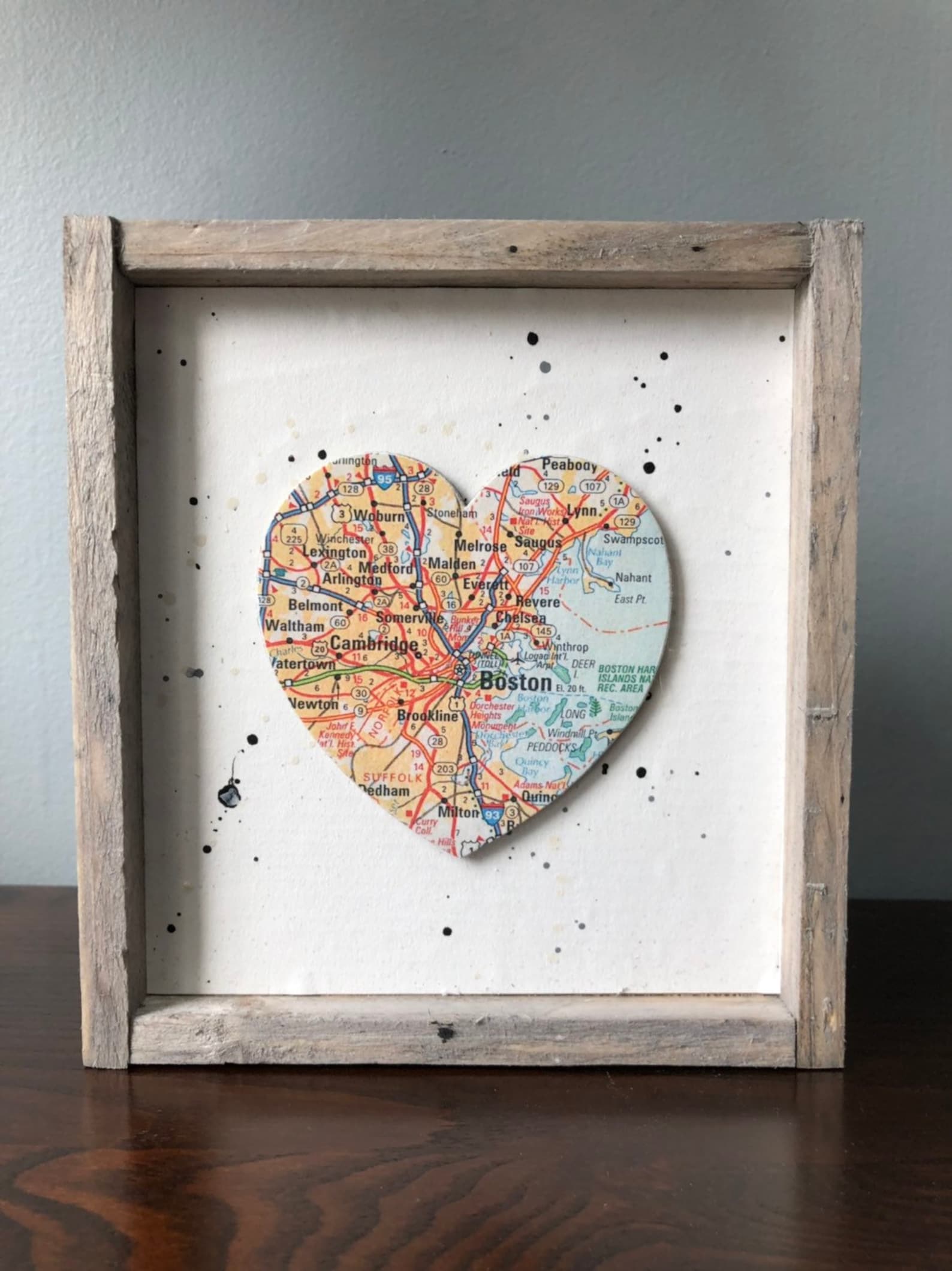 Boston Heart Sign Heart Map Sign Boston MA Sign Boston MA - Etsy