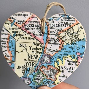 NYC Map Heart Ornament, New York Ornament, NYC Gift, New York Map, New ...