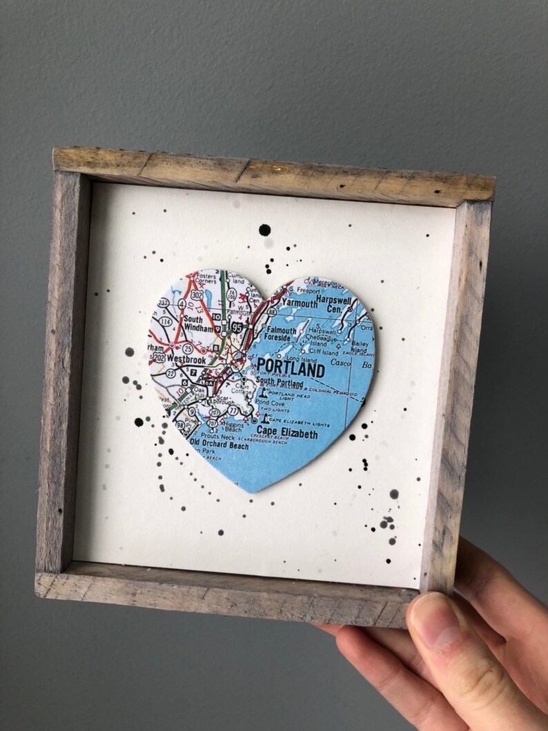 Portland Heart Sign, Heart Map Sign, Portland ME Sign, Portland Maine ...