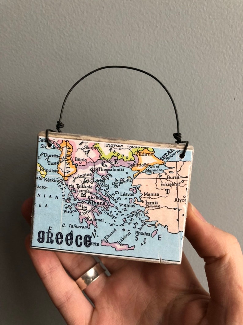 Greece Ornament Greece Gift Map Ornament Travel Gift | Etsy