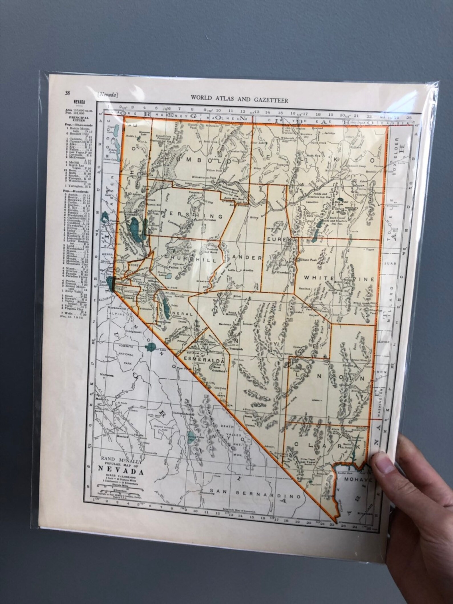 Vintage Nevada and Nebraska Map Nevada Map Wall Art Nebraska - Etsy