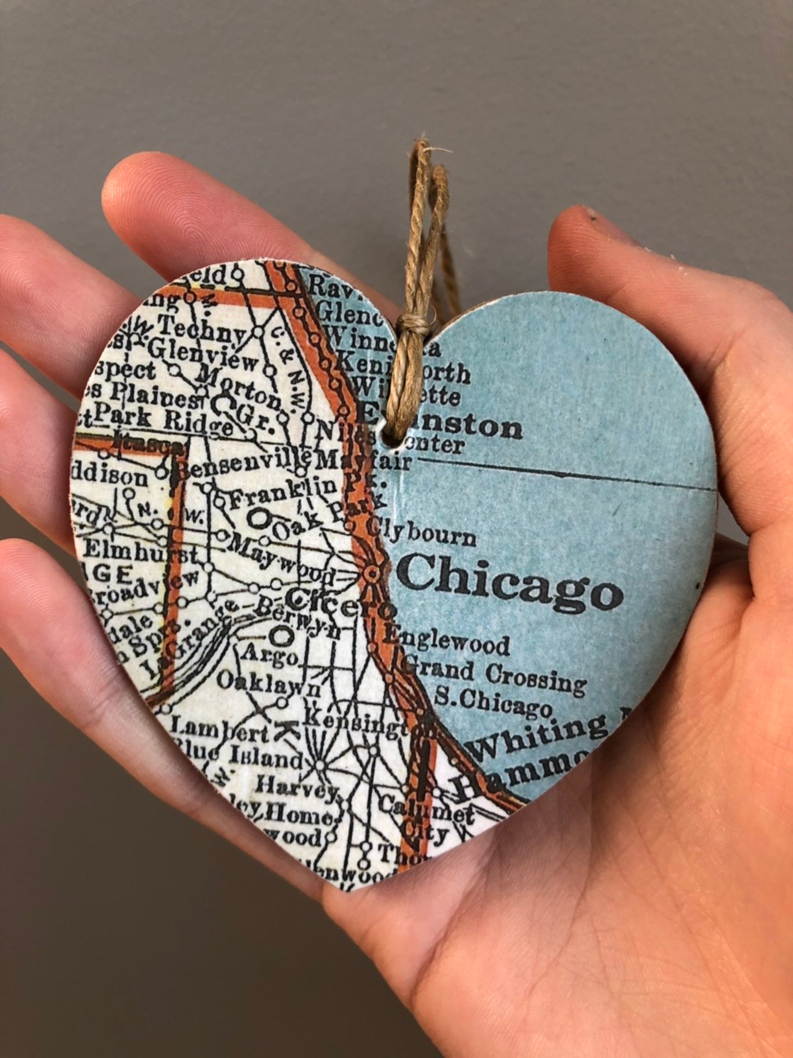 Chicago Map Heart Ornament Chicago IL Ornament Chicago - Etsy