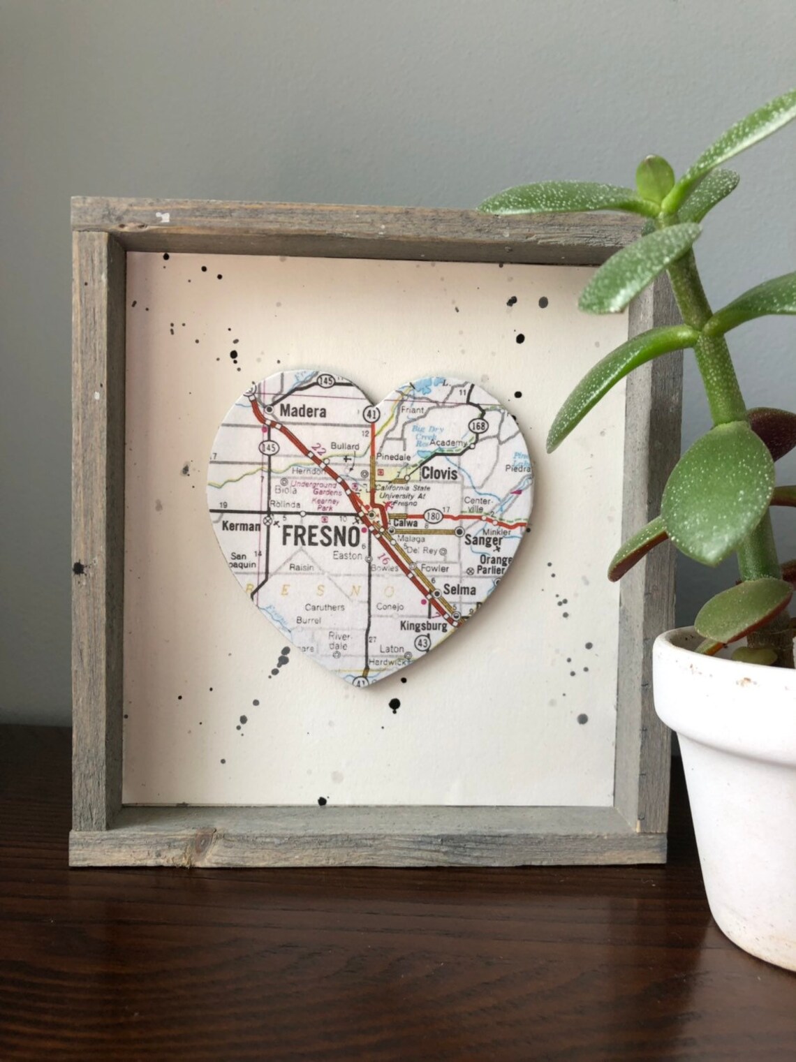 Fresno Heart Sign, Heart Map Sign, Fresno CA Sign, Fresno CA Gift ...