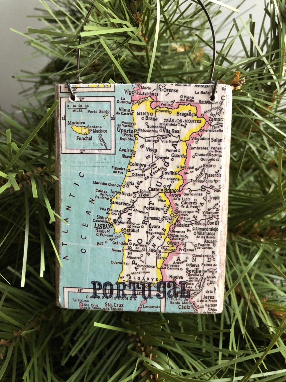 Portugal Ornament, Portugal Gift, Map Ornament, Travel Gift, Portugal ...