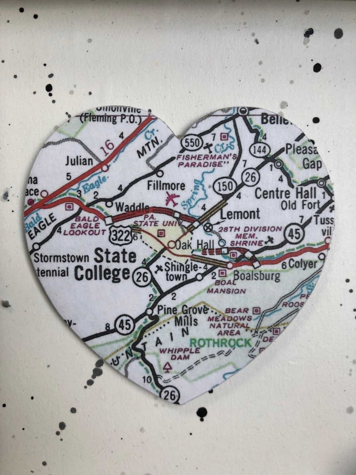 State College Heart Sign Heart Map Sign State College | Etsy