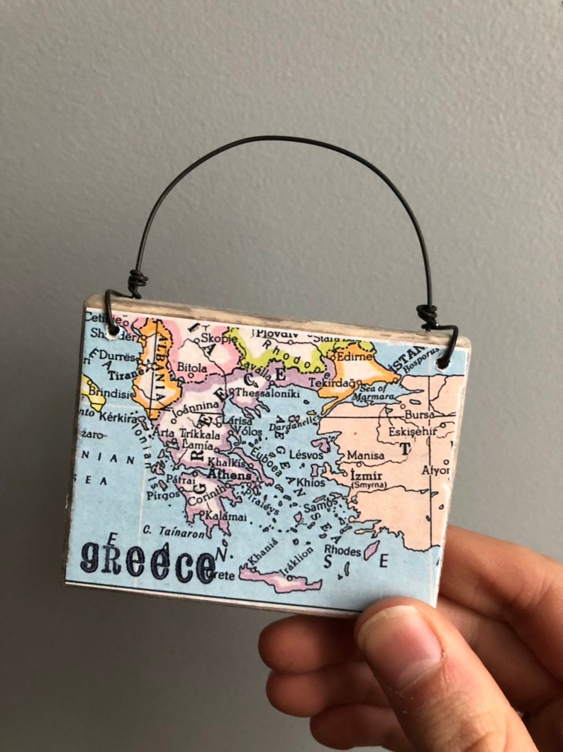 Greece Ornament, Greece Gift, Map Ornament, Travel Gift, Greece Map ...