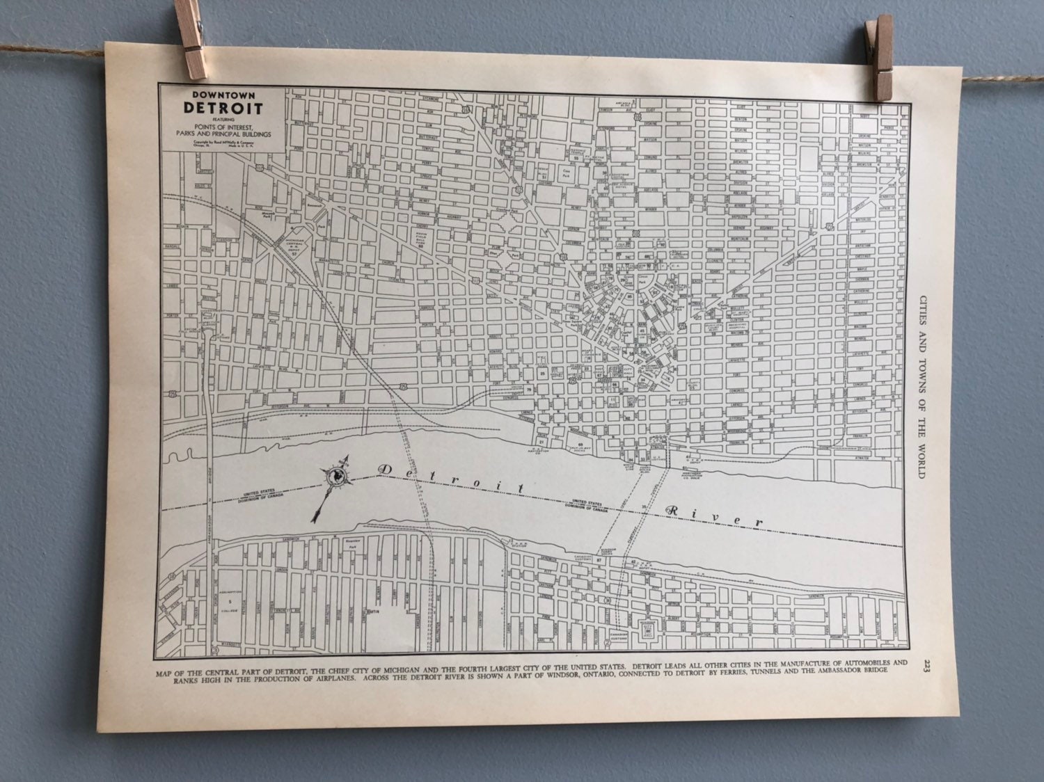Vintage Detroit Map Detroit MI Map Wall Art Detroit Gift - Etsy