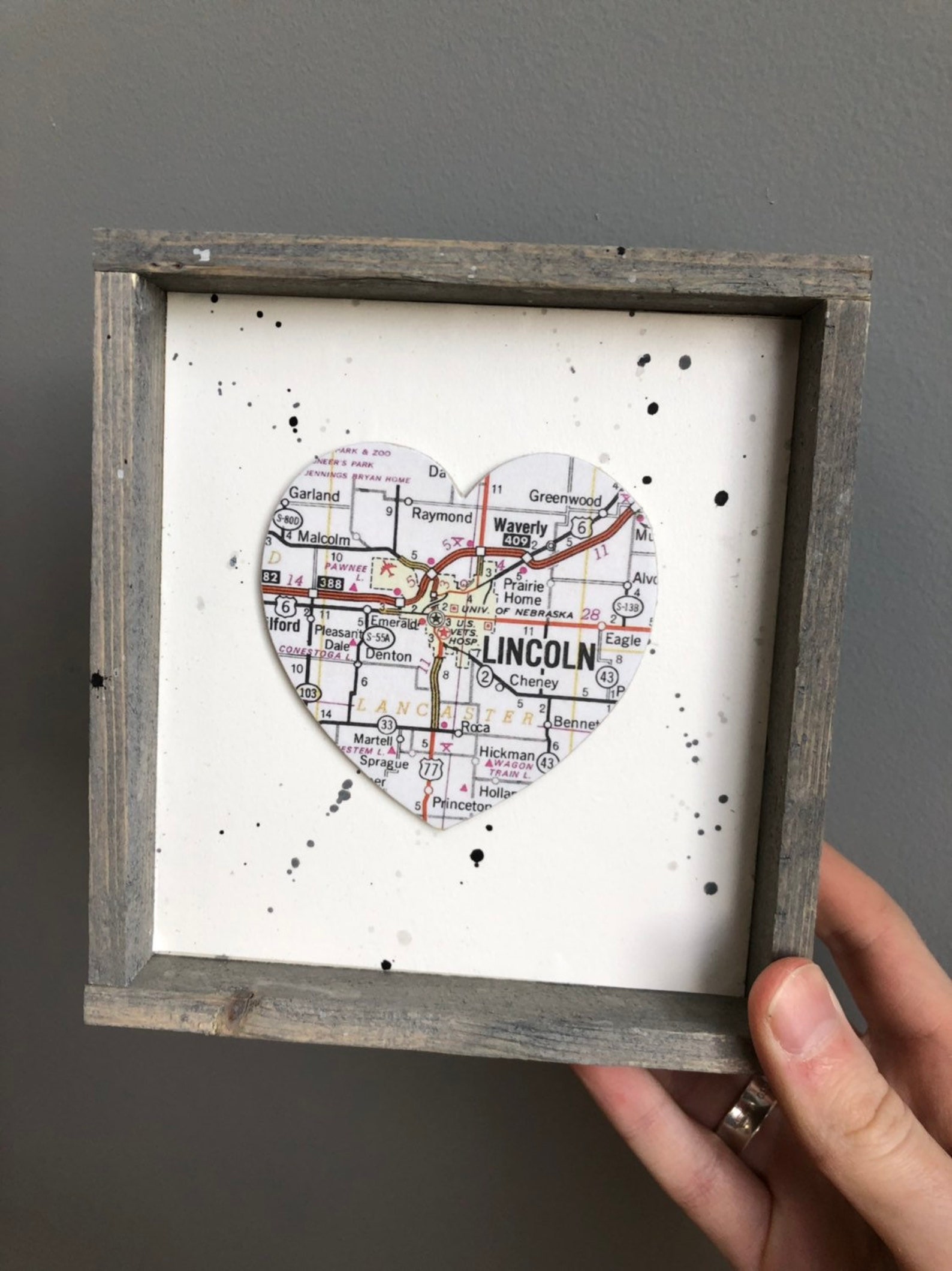 Lincoln Heart Sign Heart Map Sign Lincoln NE Sign Lincoln - Etsy