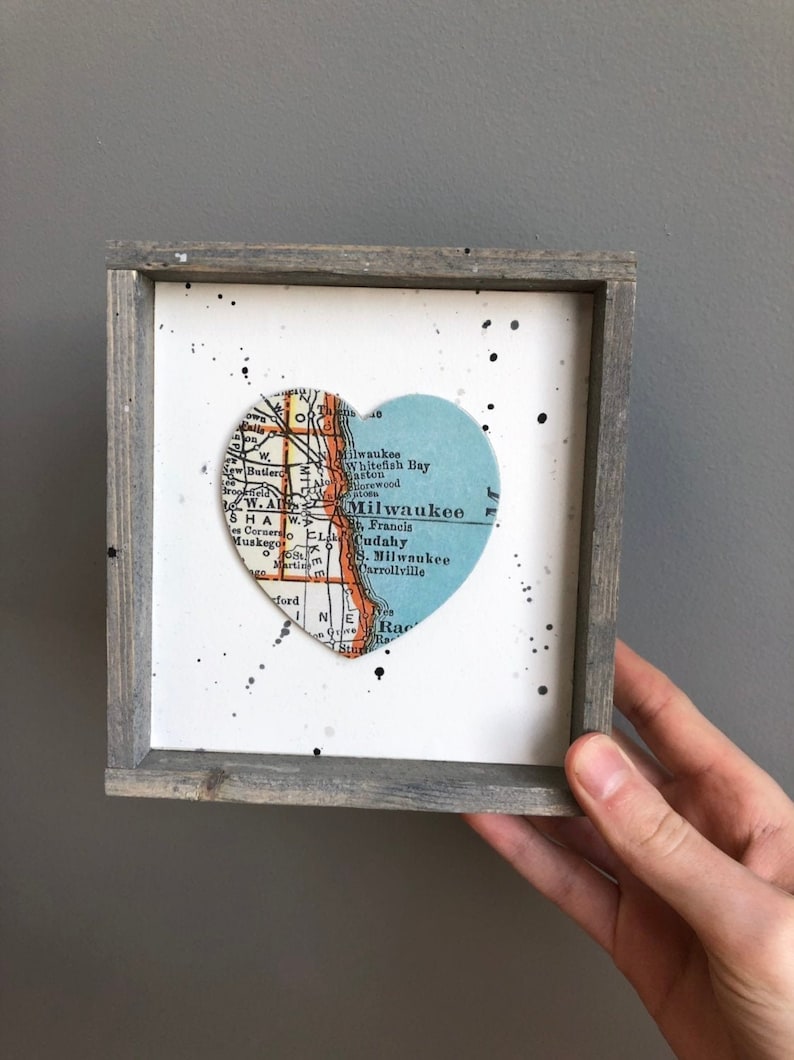 Milwaukee Heart Sign Heart Map Sign Milwaukee WI Milwaukee | Etsy