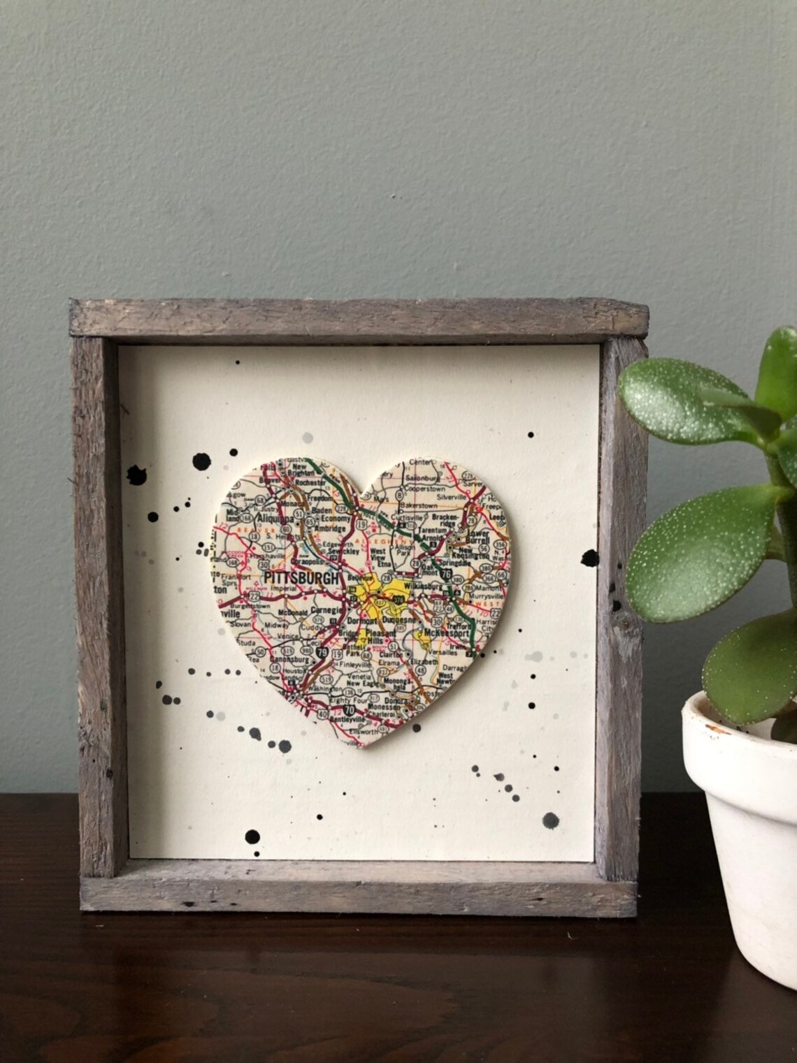 Pittsburgh Heart Sign Heart Map Sign Pittsburgh PA Sign | Etsy