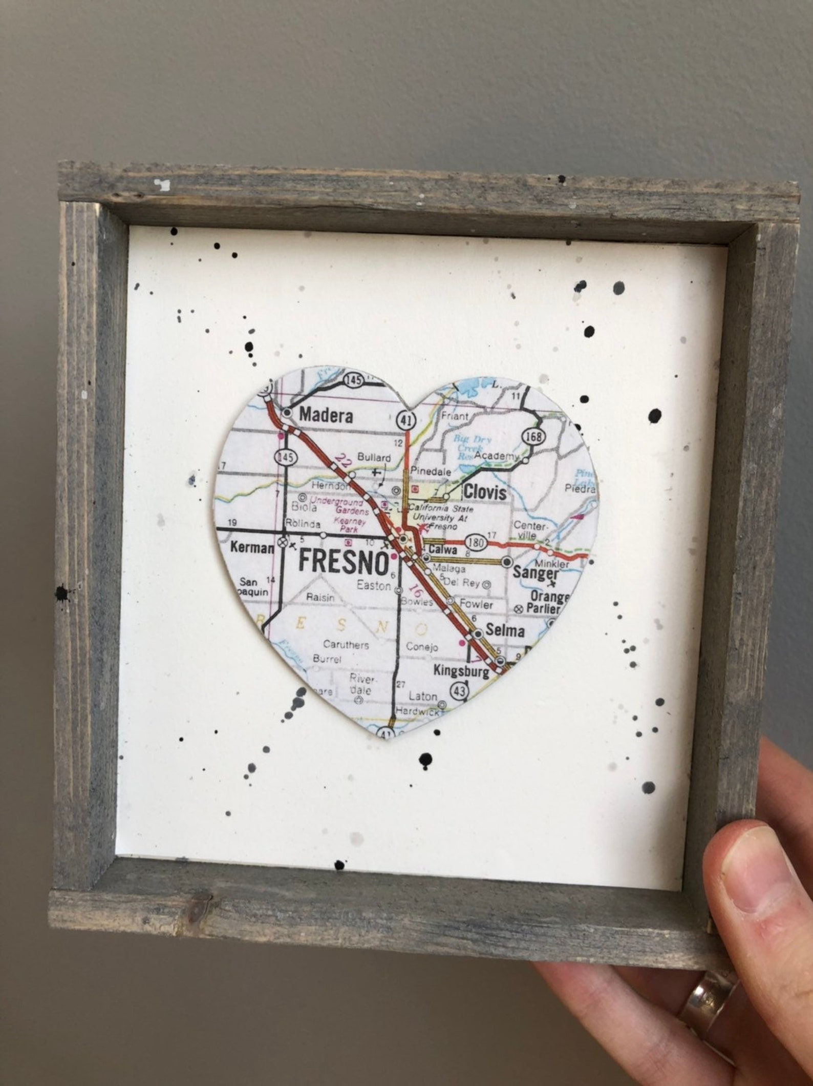 Fresno Heart Sign, Heart Map Sign, Fresno CA Sign, Fresno CA Gift ...