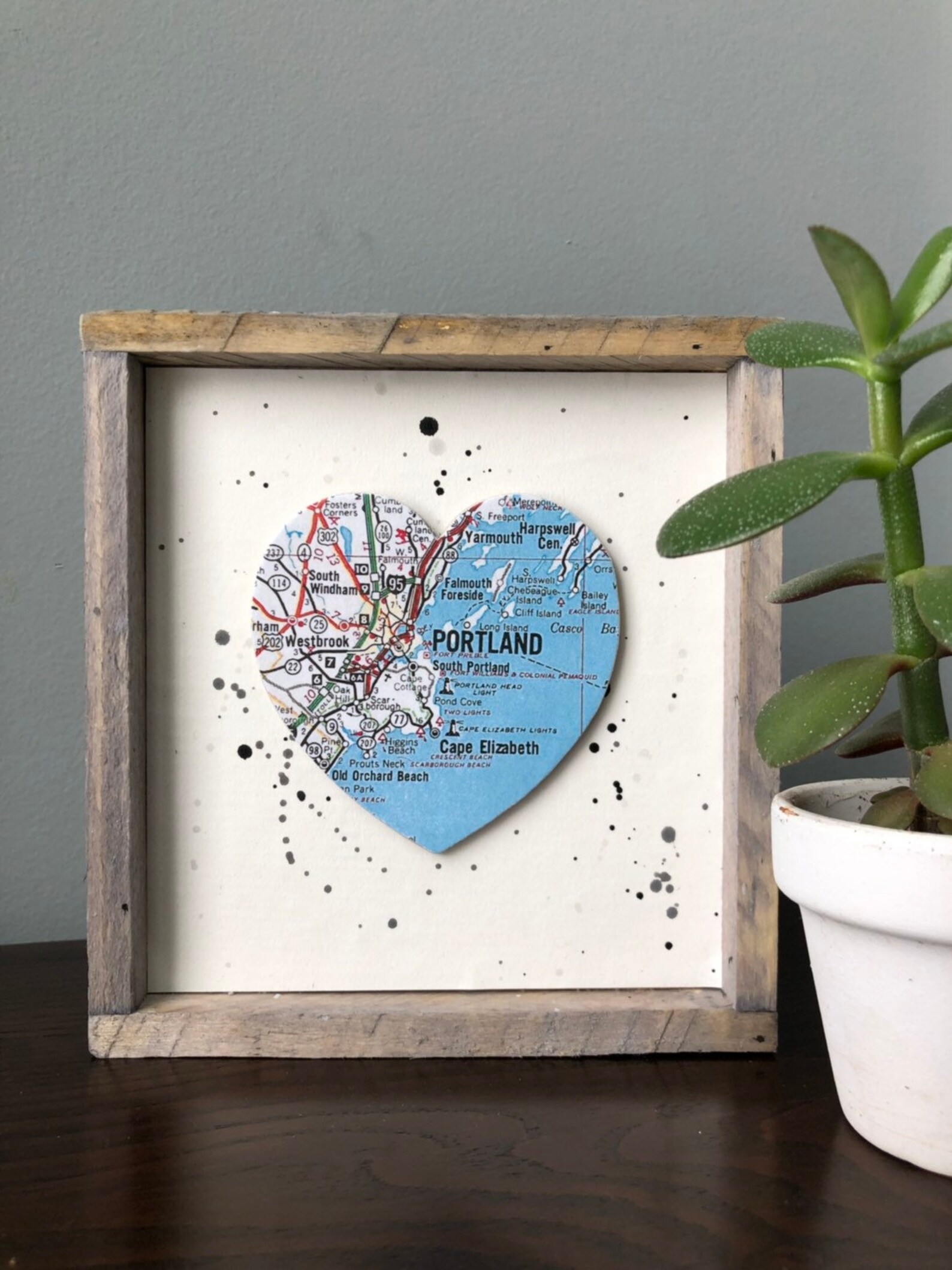 Portland Heart Sign Heart Map Sign Portland ME Sign | Etsy