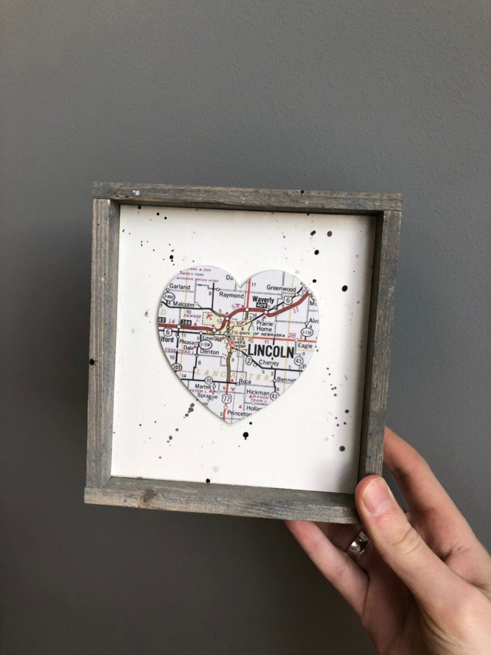 Lincoln Heart Sign Heart Map Sign Lincoln NE Sign Lincoln - Etsy