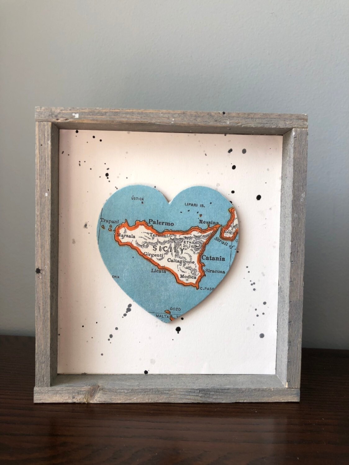 Sicily Heart Sign, Heart Map Sign, Sicily Italy Sign, Sicily Gift ...