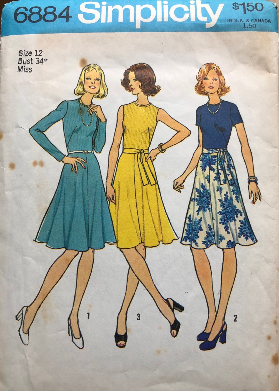 Simplicity Vintage 1975 Dress Pattern - Etsy